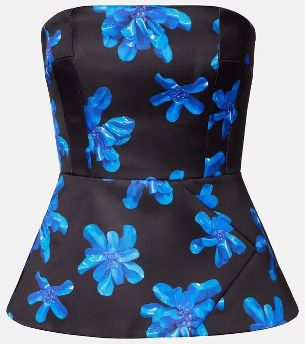EMILIA WICKSTEAD Regan Floral Genzianella Tube Top - Black