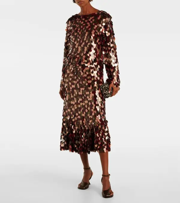 Dries Van Noten Sequined Midi Skirt