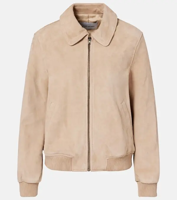 YVES SALOMON Suede Bomber Jacket - Beige