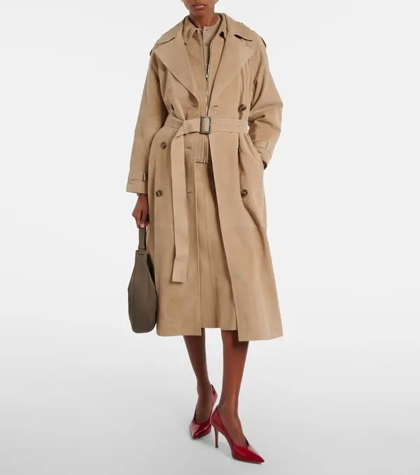 YVES SALOMON Suede Bomber Jacket - Beige
