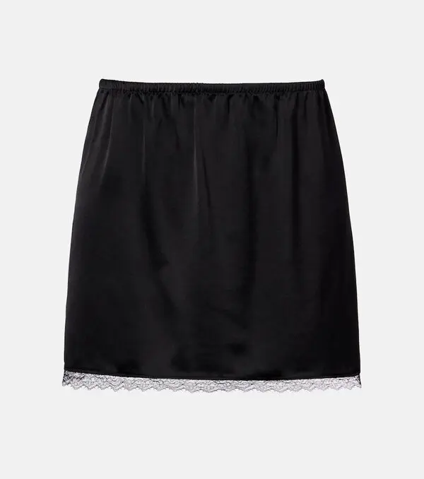 LESET Barb Lace-trimmed Satin Miniskirt