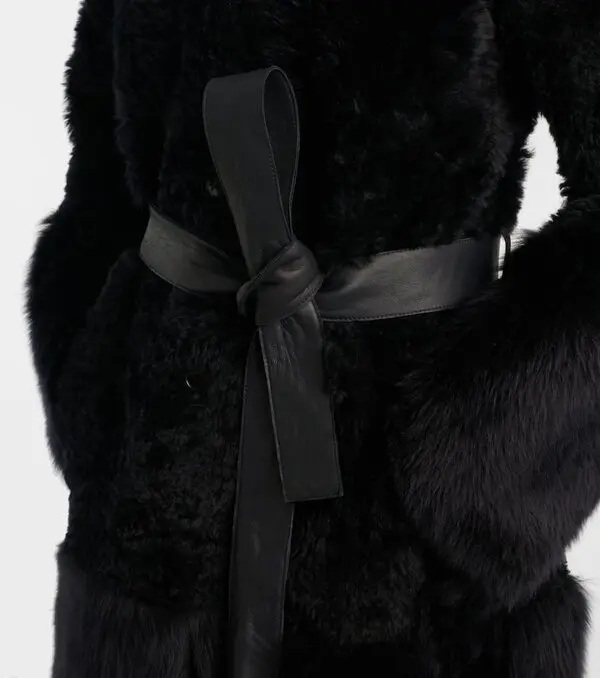 JOSEPH Tina Belted Shearling Coat