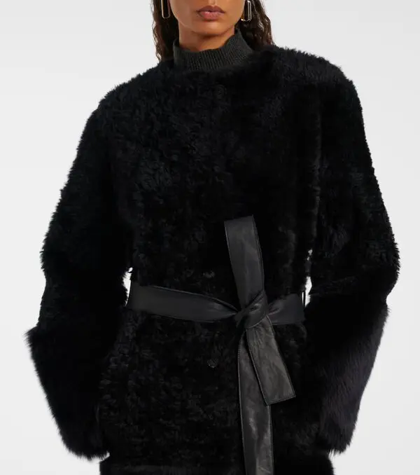 JOSEPH Tina Belted Shearling Coat