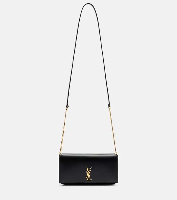 Saint Laurent Cassandre Leather Phone Pouch - Black