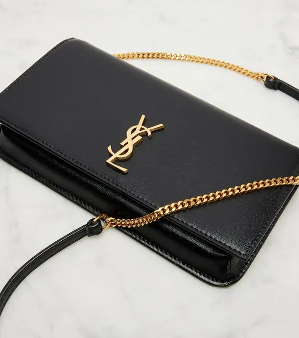 Saint Laurent Cassandre Leather Phone Pouch - Black