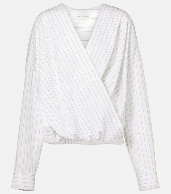 Dries Van Noten Striped Cotton Top - Blue