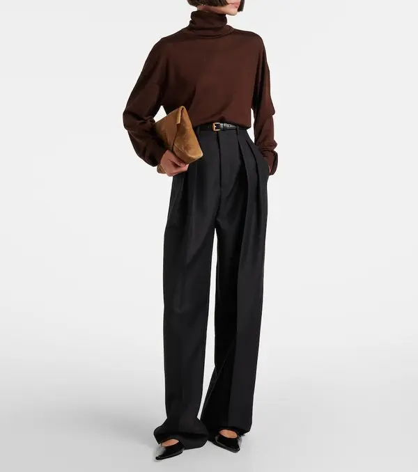 Saint Laurent Leather Slingback Flats - Black