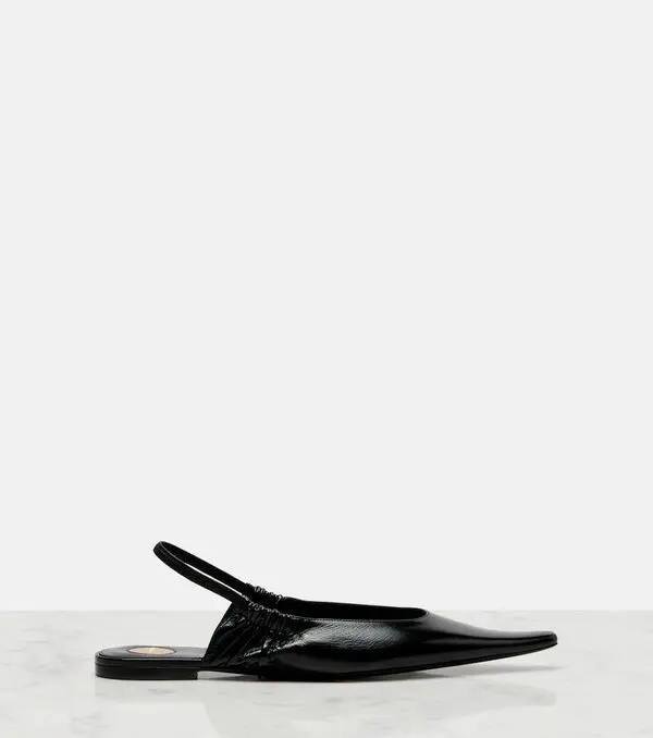 Saint Laurent Leather Slingback Flats - Black
