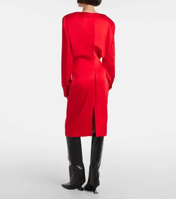 Stella McCartney Cowl Neck Satin Midi Dress - Red