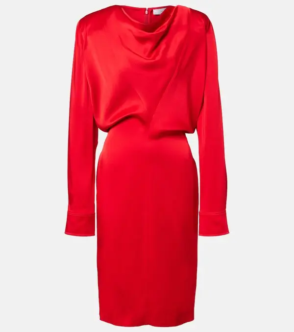 Stella McCartney Cowl Neck Satin Midi Dress - Red