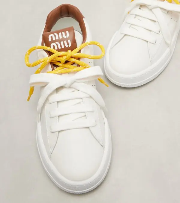 Miu Miu Logo Leather Sneakers