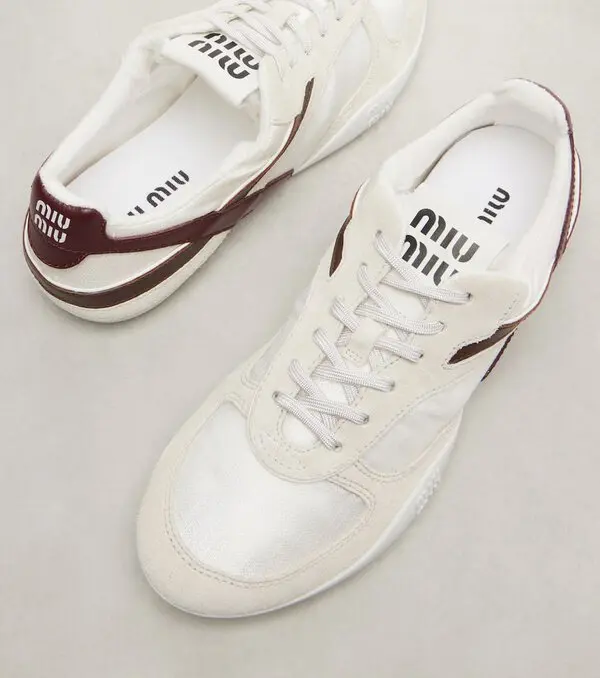Miu Miu Gymnasium Suede-trimmed Sneakers - White