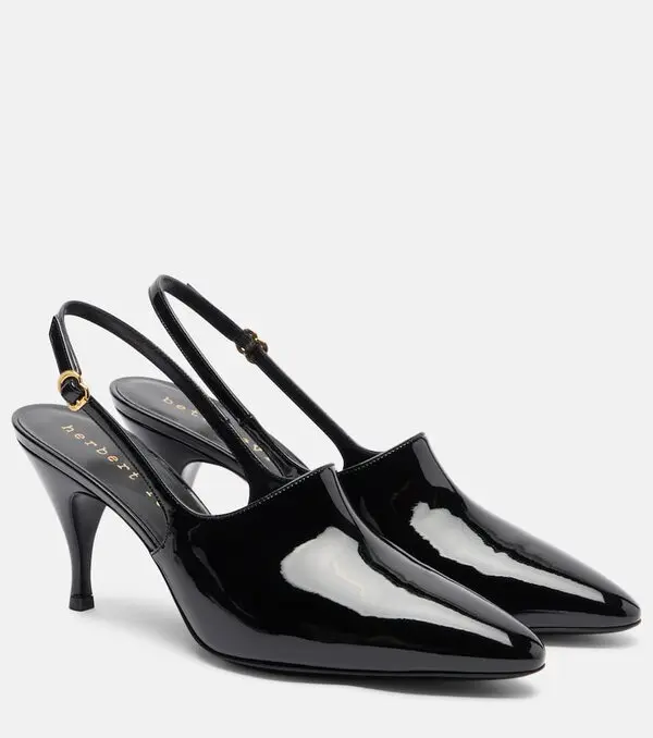 HERBERT LEVINE Cover-up Patent Leather Slingback Pumps