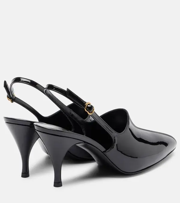 HERBERT LEVINE Cover-up Patent Leather Slingback Pumps