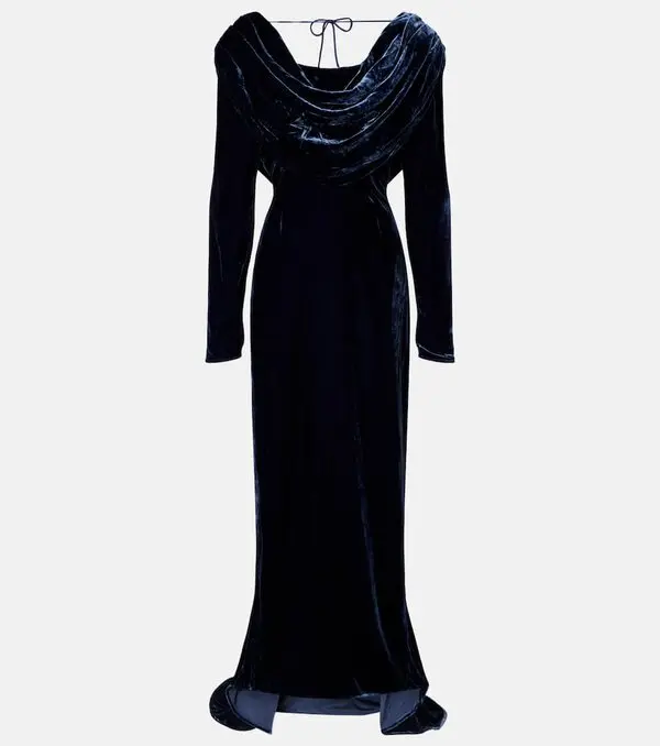 Remain Birger Christensen Ivette Draped Velvet Gown