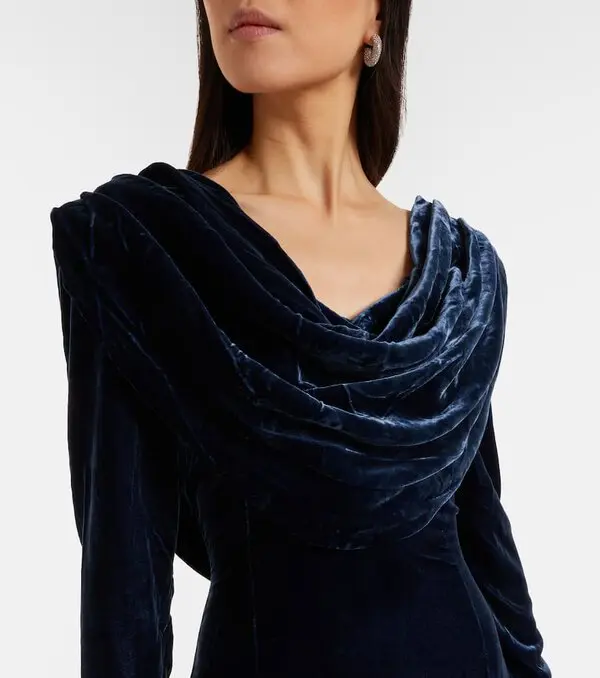 Remain Birger Christensen Ivette Draped Velvet Gown