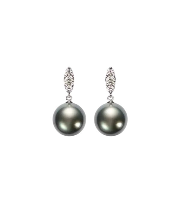 Mikimoto 18kt White Gold Drop Earrings With Pearls And Diamonds - Silver