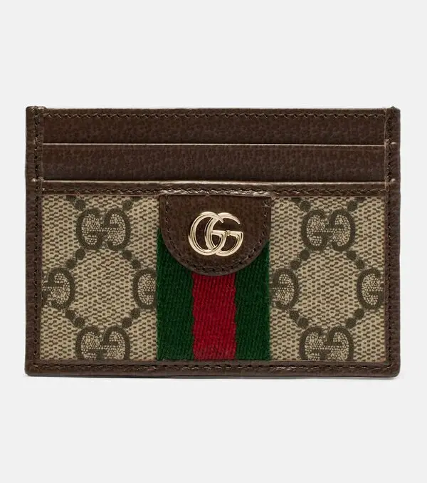 Gucci Ophidia Leather-trimmed Card Holder - Beige