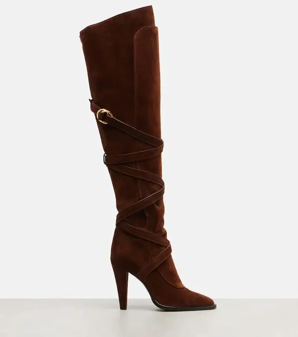 Saint Laurent Suede Knee-high Boots
