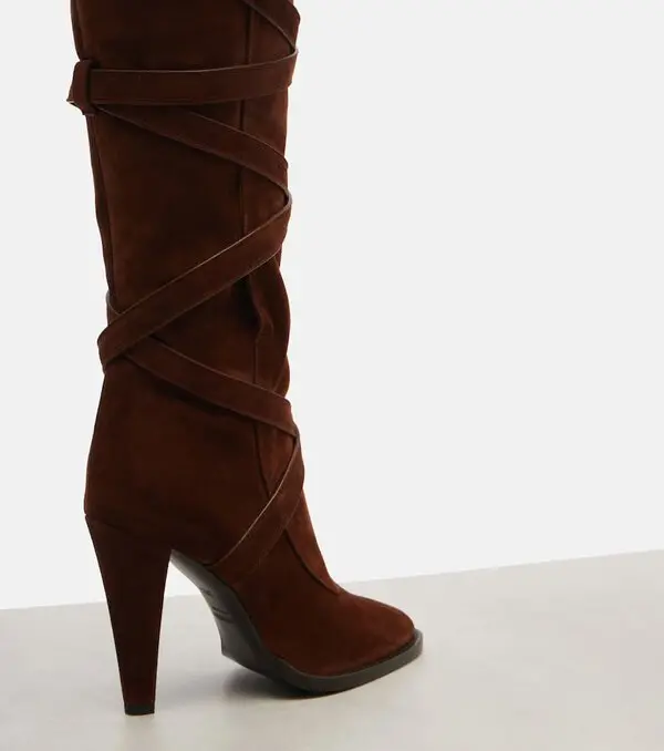 Saint Laurent Suede Knee-high Boots