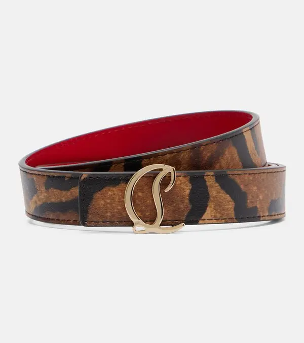 CHRISTIAN LOUBOUTIN Leopard-print Leather Belt - Brown