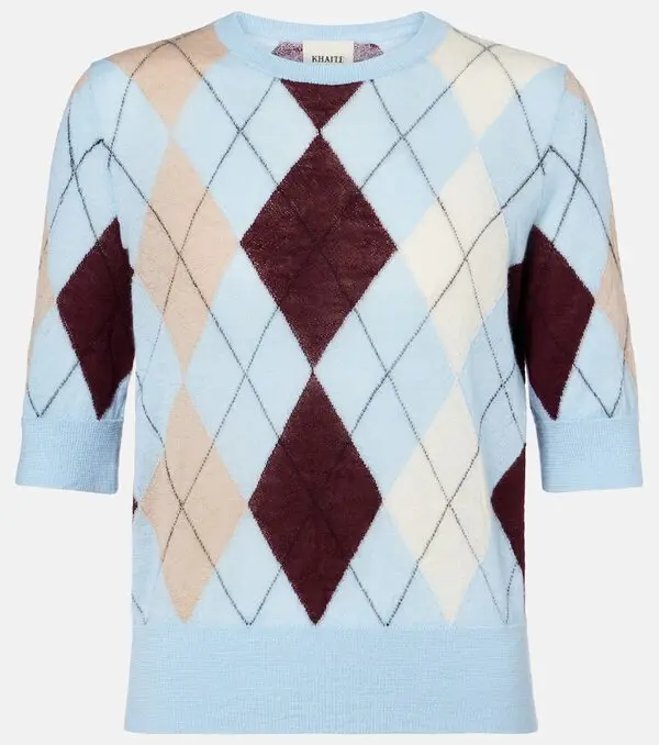 Khaite Anders Argyle Cashmere And Mohair Top - Blue