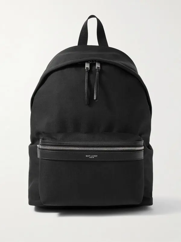 Saint Laurent City Leather-trimmed Canvas Backpack - Black