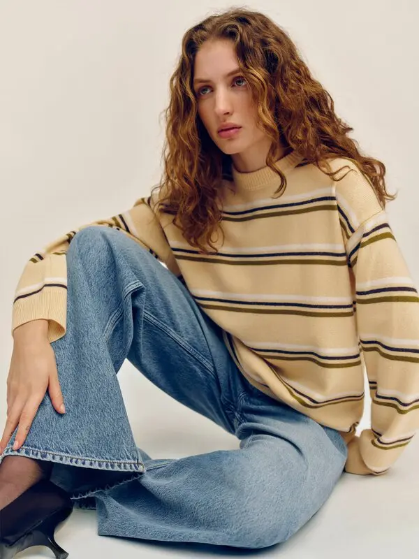REFORMATION Fabian Crew Sweater - Yellow