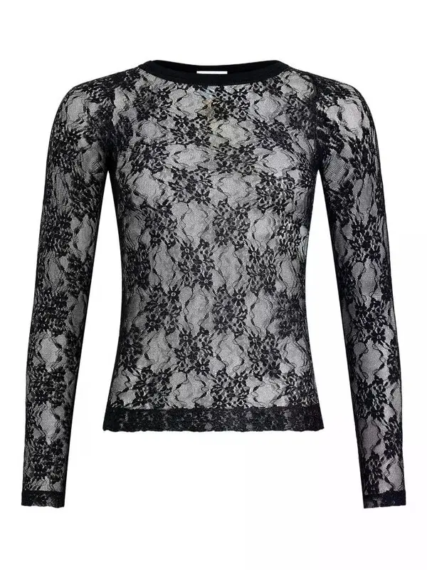 PATOU Lace Floral Long-sleeve Top
