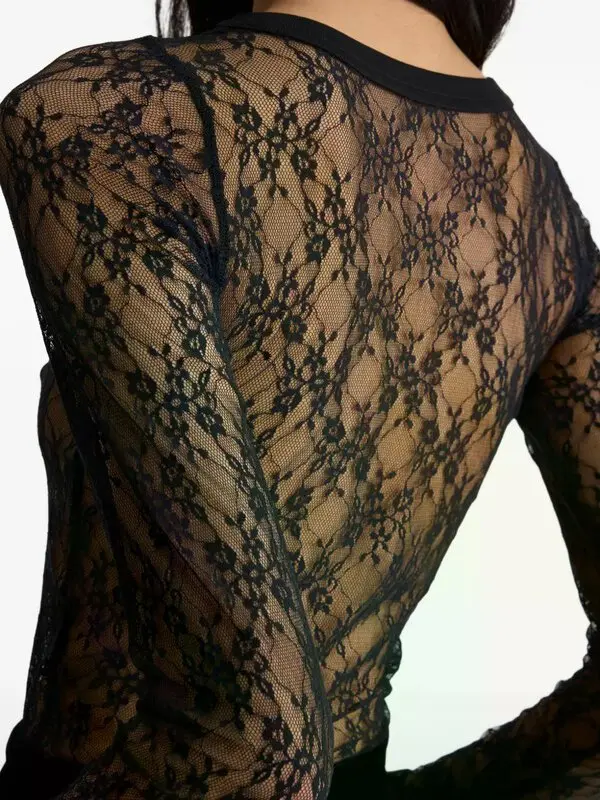 PATOU Lace Floral Long-sleeve Top