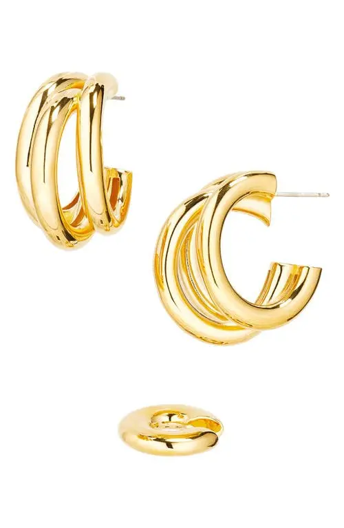 Rabanne Triple Loop Hoop Earrings & Ear Cuff Set - Gold
