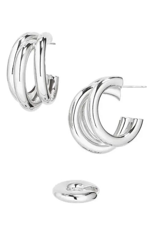 Rabanne Triple Loop Hoop Earrings & Ear Cuff Set - Silver