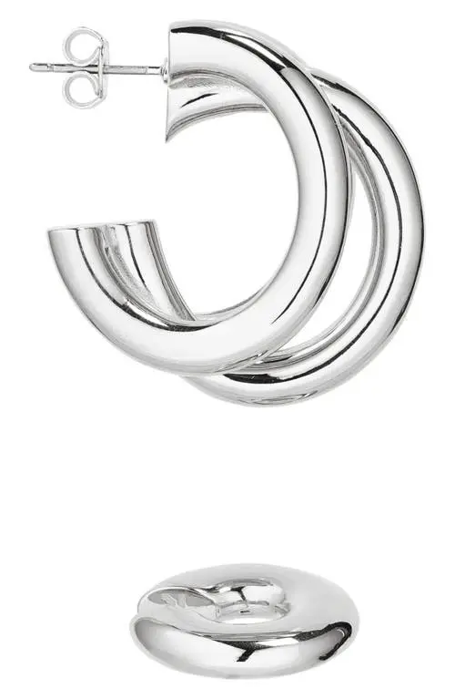 Rabanne Triple Loop Hoop Earrings & Ear Cuff Set - Silver