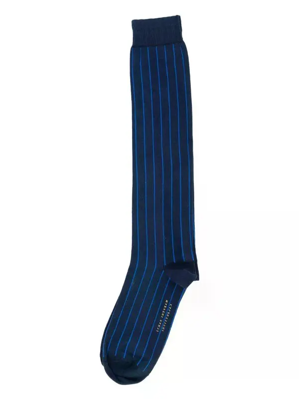 ALTO MILANO Striped Socks - Blue