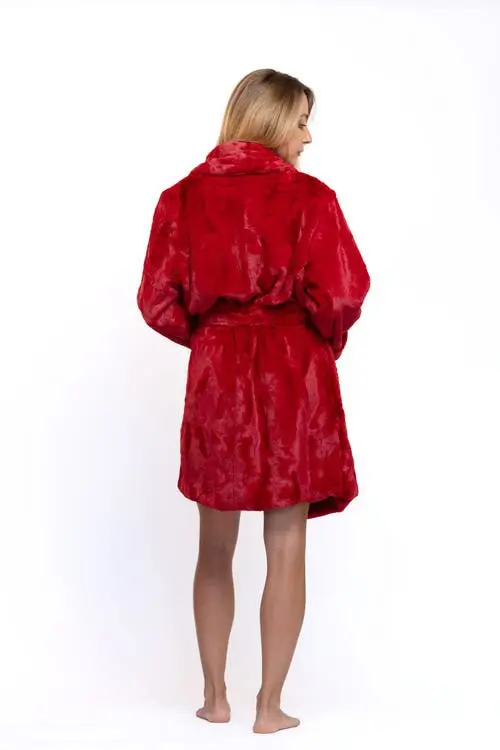 SEA TO ME BLANKETS Ojai Faux Fur Robe - Red