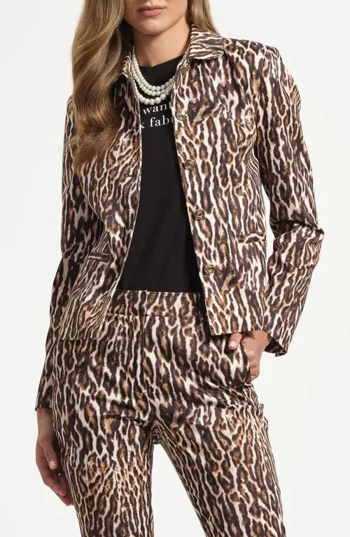 ISAAC MIZRAHI NEW YORK Printed Sateen Jacket - Leopard