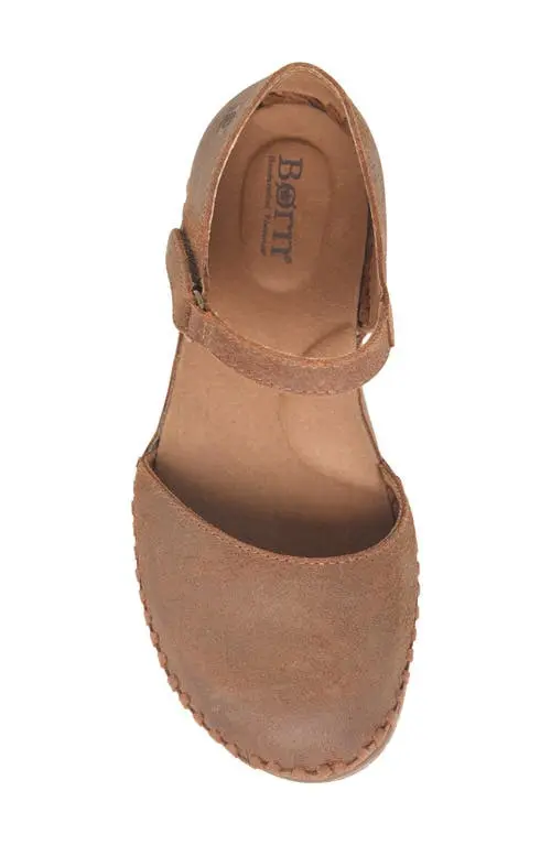 BØRN Ela Ankle Strap Flat - Brown Distressed