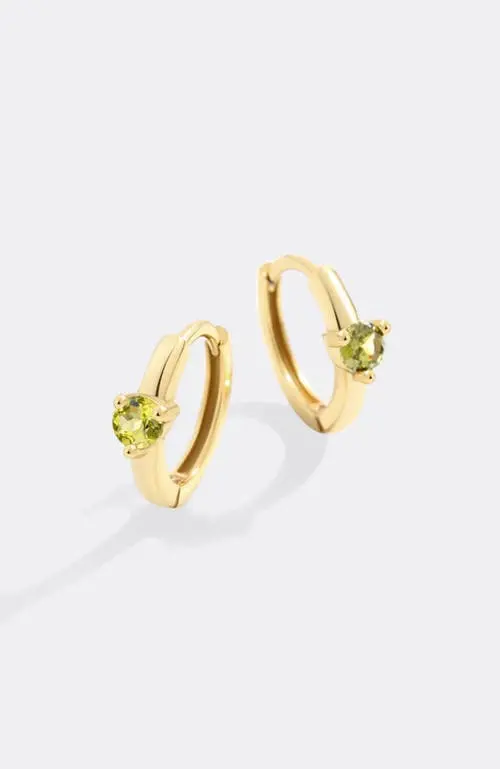 MINT & LILY Solitaire Birthstone Huggie Hoop Earrings In 18k Gold Plated Sterling Silver - August Peridot