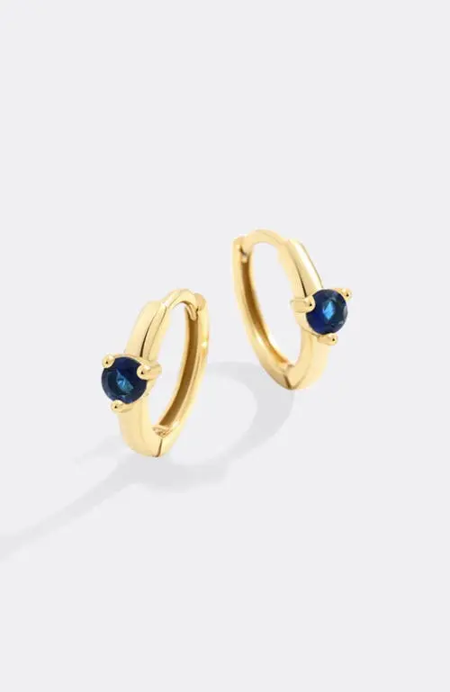 MINT & LILY Solitaire Birthstone Huggie Hoop Earrings In 18k Gold Plated Sterling Silver - September Sapphire