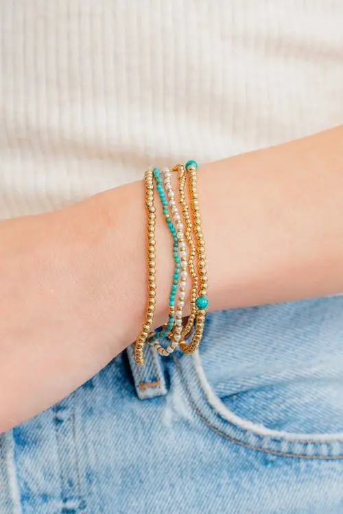 MINT & LILY Beaded Bracelet Stacking Set - Goldone