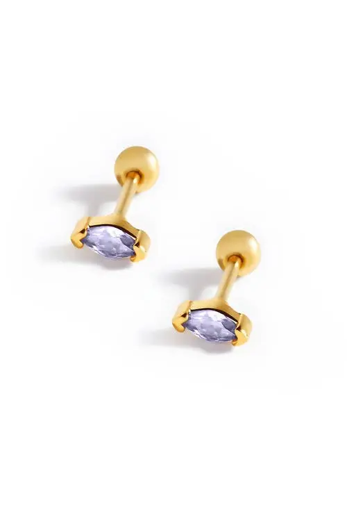 MINT & LILY Marquis Gemstone Sleeper Stud Earrings - Gold /purple