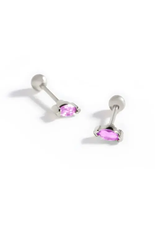 MINT & LILY Marquis Gemstone Sleeper Stud Earrings - Silver /purple