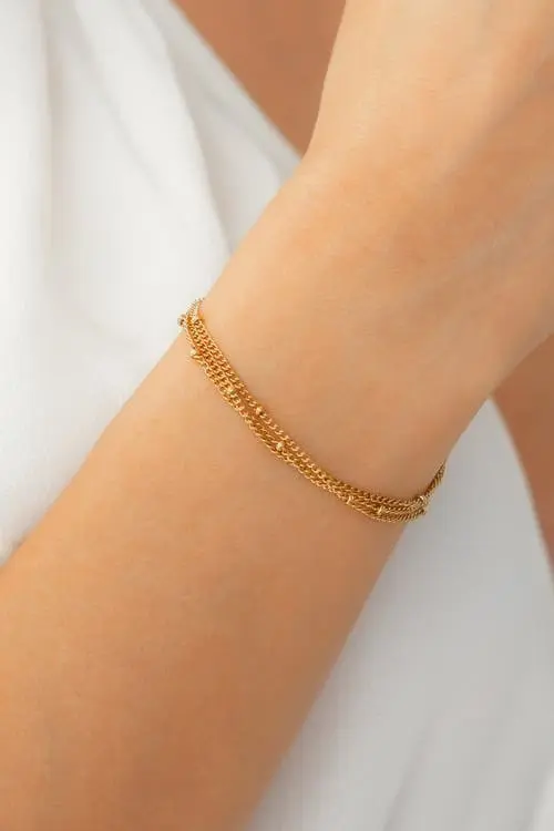 MINT & LILY Triple Layer Satellite Chain Bracelet - 18k Rose Gold Plated