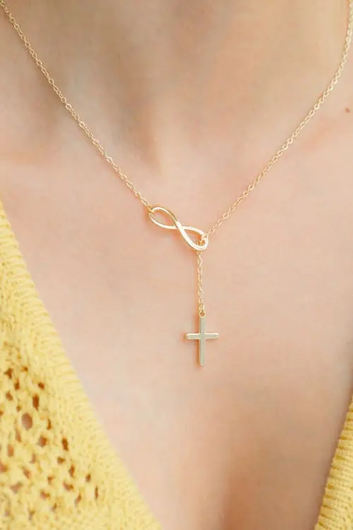MINT & LILY Infinity Cross Pendant Necklace - 18k Gold Plated