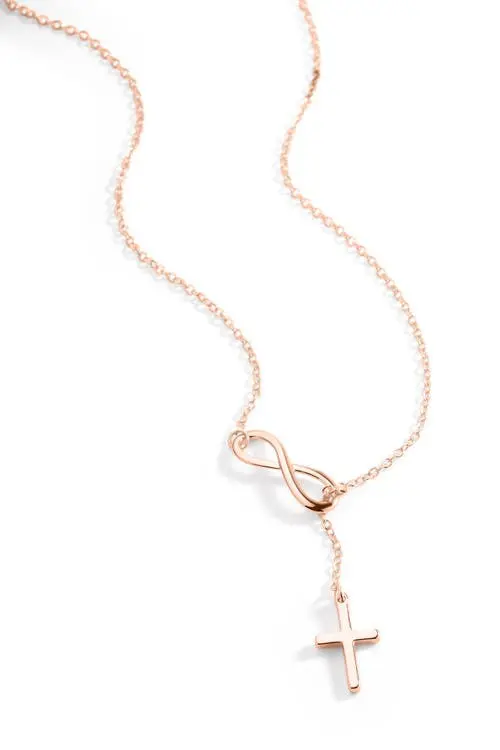 MINT & LILY Infinity Cross Pendant Necklace - 18k Rose Gold Plated