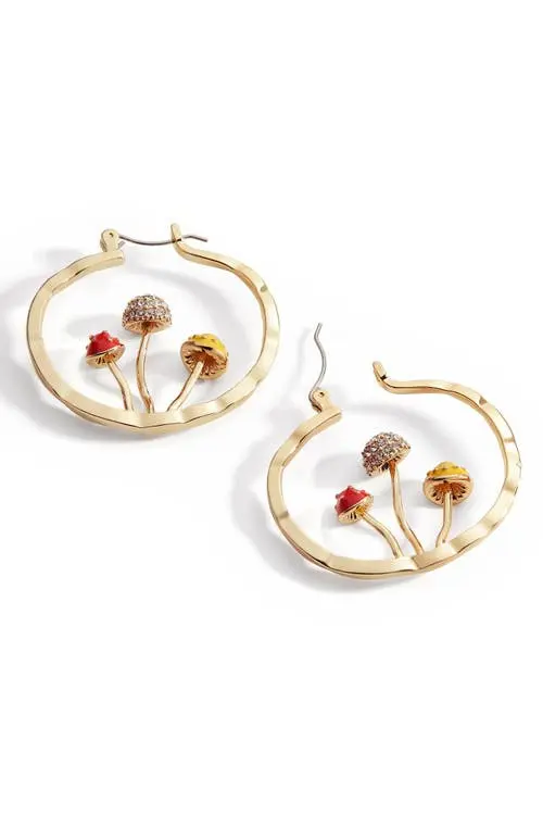 MINT & LILY Mushroom Hoop Earrings - Goldone