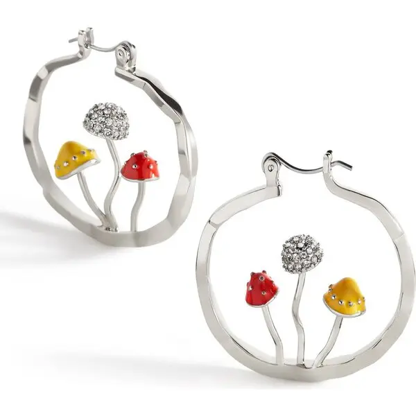 MINT & LILY Mushroom Hoop Earrings - Silver