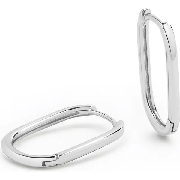 MINT & LILY Retro Box Huggie Hoop Earrings - Silver