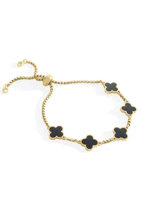 MINT & LILY Clover Enamel Bracelet - Black Enamel