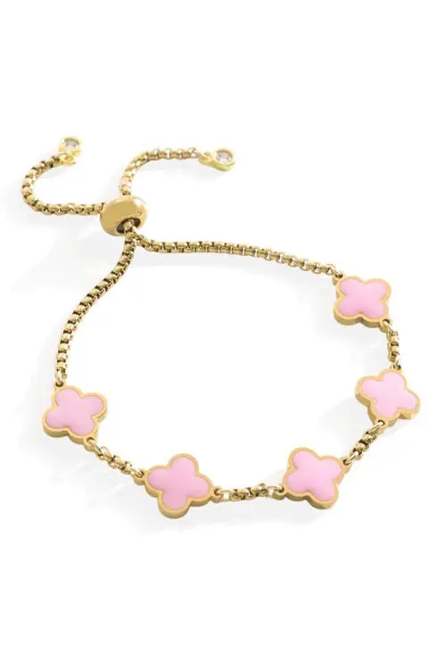 MINT & LILY Clover Enamel Bracelet - Pink Enamel